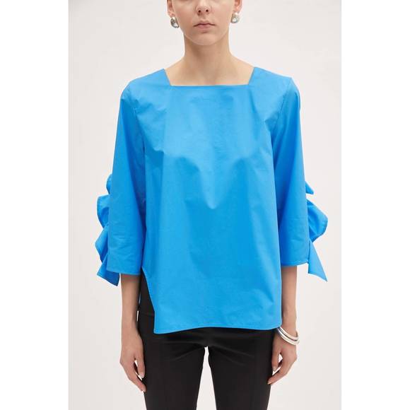 MEIMEIJ | Tops | New Meimeij Ruffle Sleeve Blouse In Lagoon | Poshmark